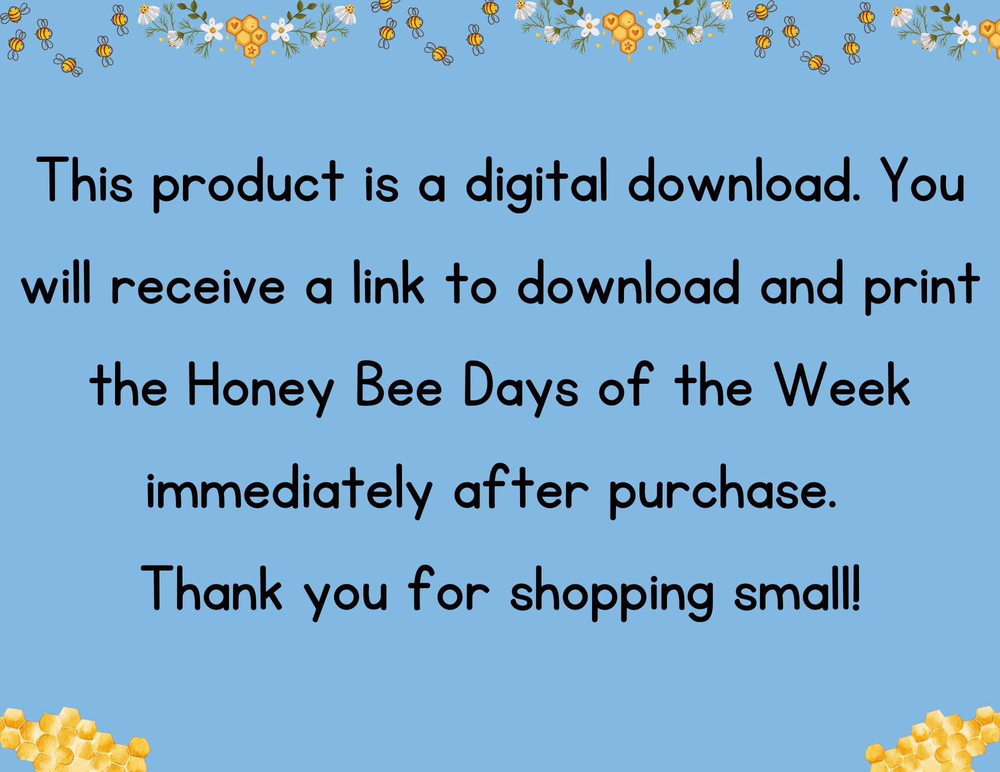 Honey Bee Days of the Week blue Background Watercolor - Etsy