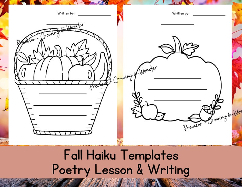 Fall Haiku Poetry Templates, Autumn Writing Activity - Etsy