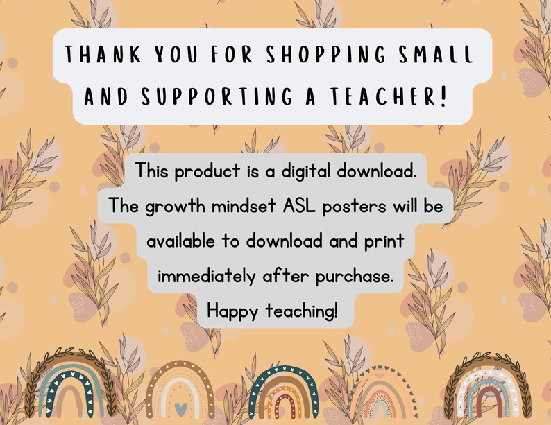 Growth Mindset Sign Language (ASL) Classroom Posters - Etsy