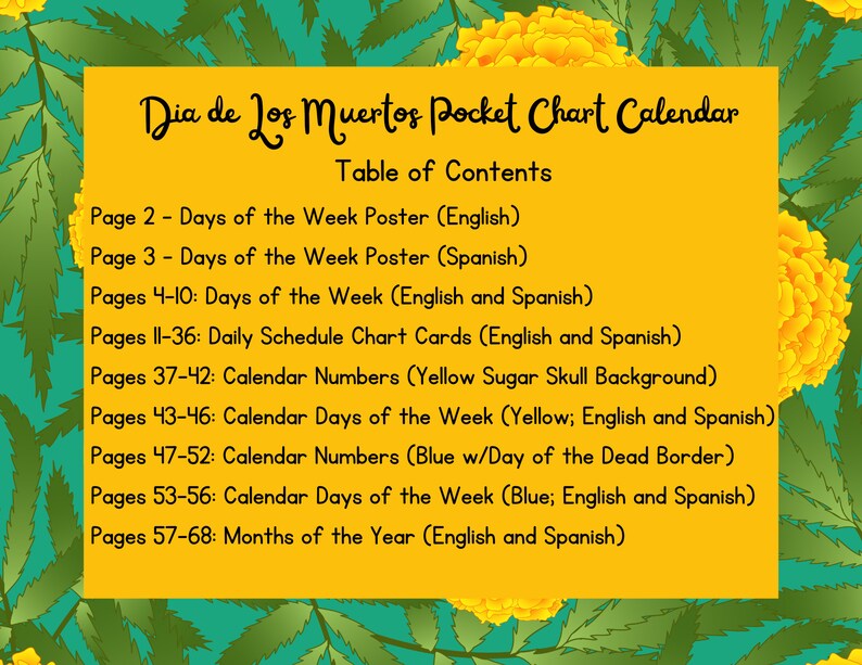 Dia De Los Muertos Pocket Chart Calendar, Day of the Dead Classroom ...