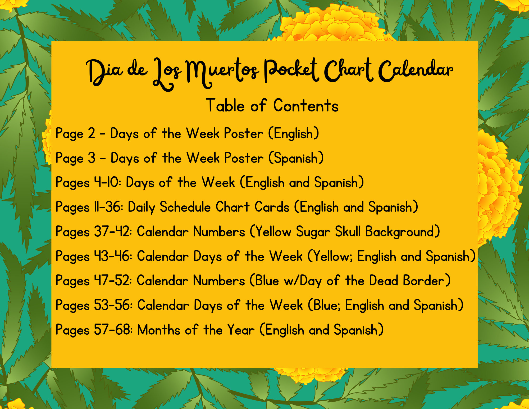 Dia De Los Muertos Pocket Chart Calendar, Day of the Dead Classroom ...