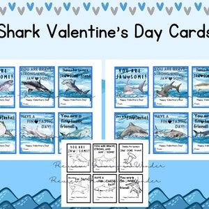 Shark Valentine's Day Cards Classroom Valentine's - Etsy