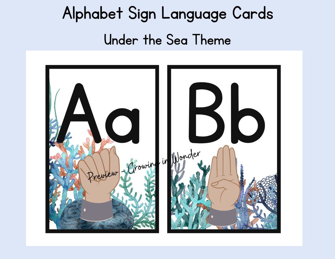 Under the Sea Sign Language Alphabet Printable Flashcards - Etsy