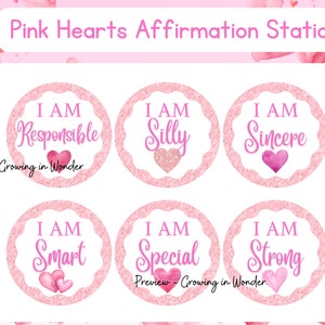 Pink Heart Affirmation Station, Mirror Border, Positive Affirmations - Etsy