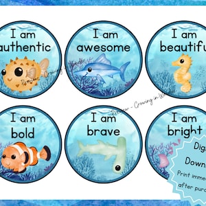 Affirmation Station, Ocean Animal Theme, Classroom Bulletin Board Decor ...