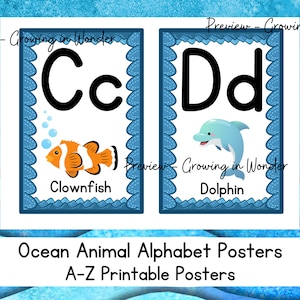 Ocean Animal Alphabet Posters, Under the Sea Printables - Etsy