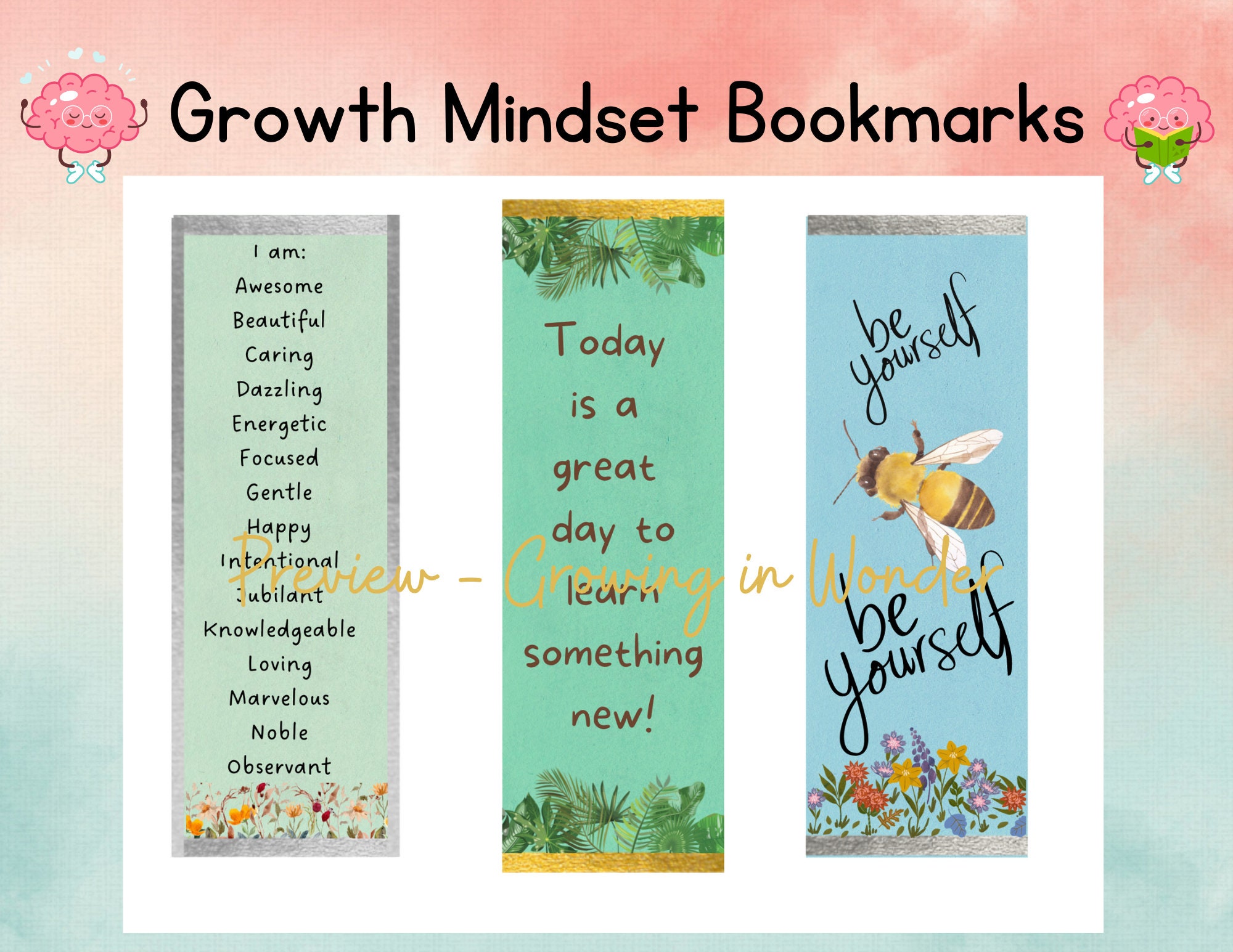Bookmarks, Printable, Growth Mindset - Etsy
