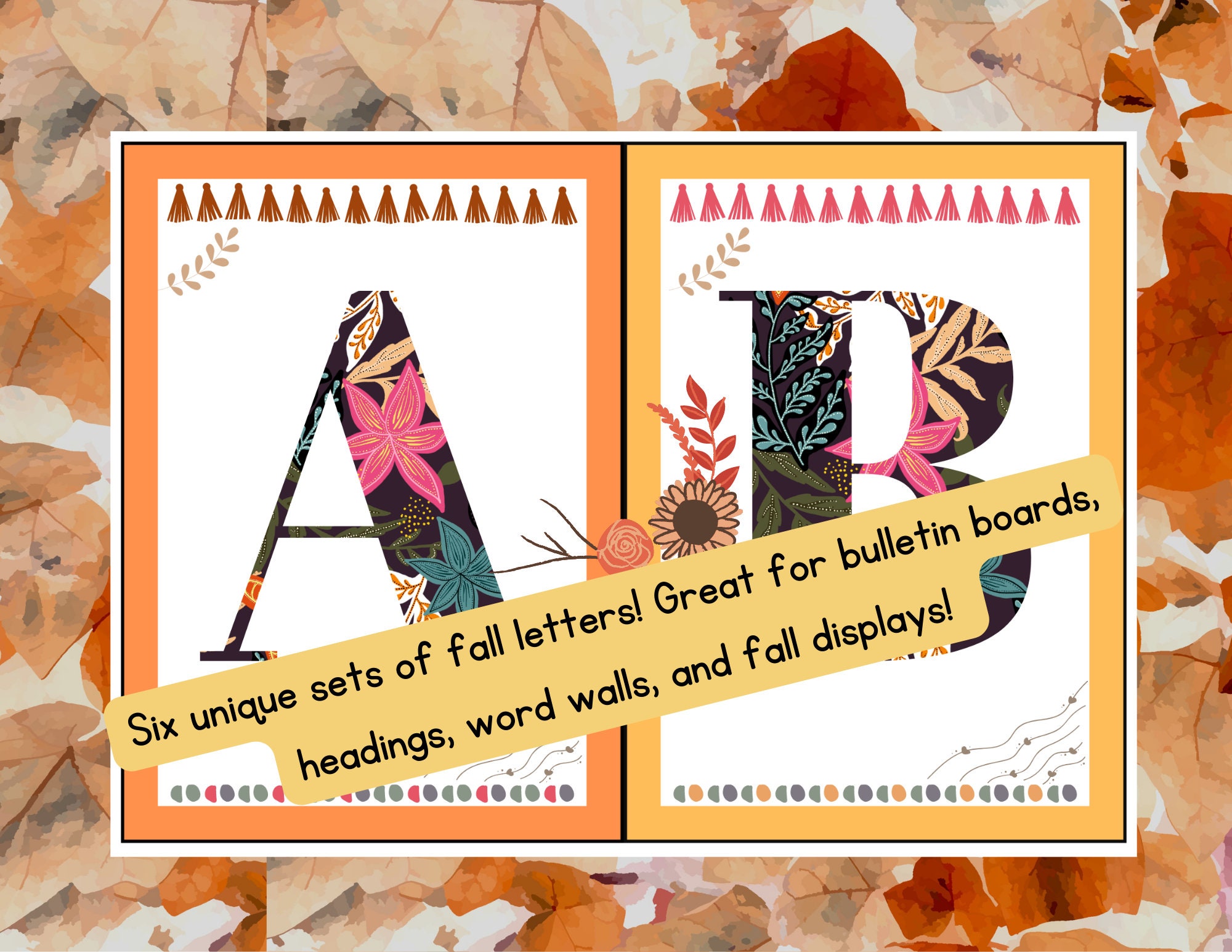 Fall - Boho Themed Bulletin Board Letters - Six Sets! - Etsy