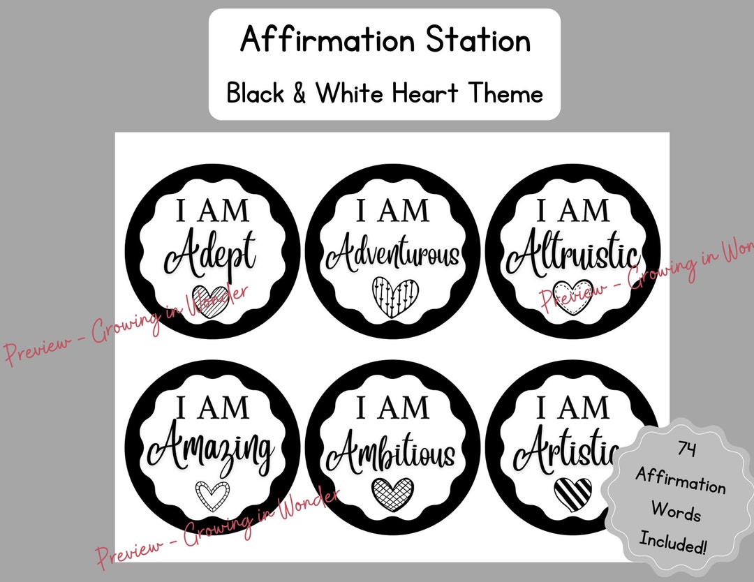 Black and White Affirmation Station, - Etsy