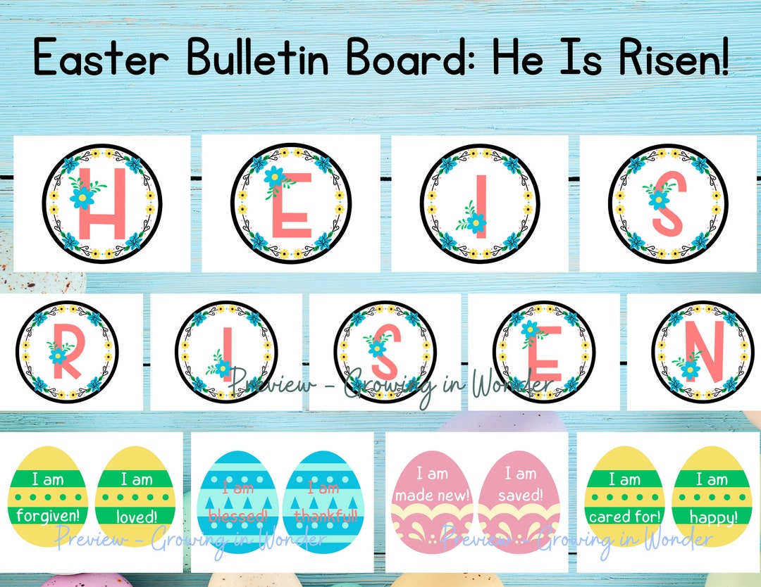 Easter Christian, Church Bulletin Board: He is Risen! - Etsy
