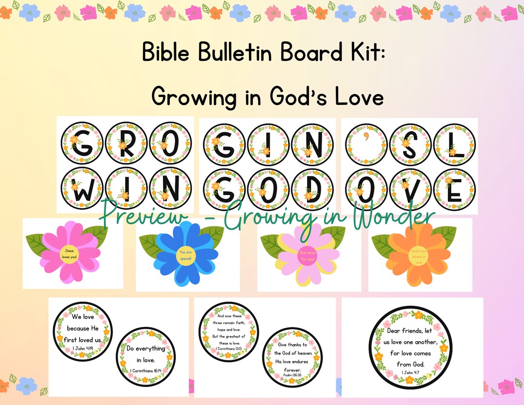 Spring Bible Christian Bulletin Board: Growing in God's - Etsy