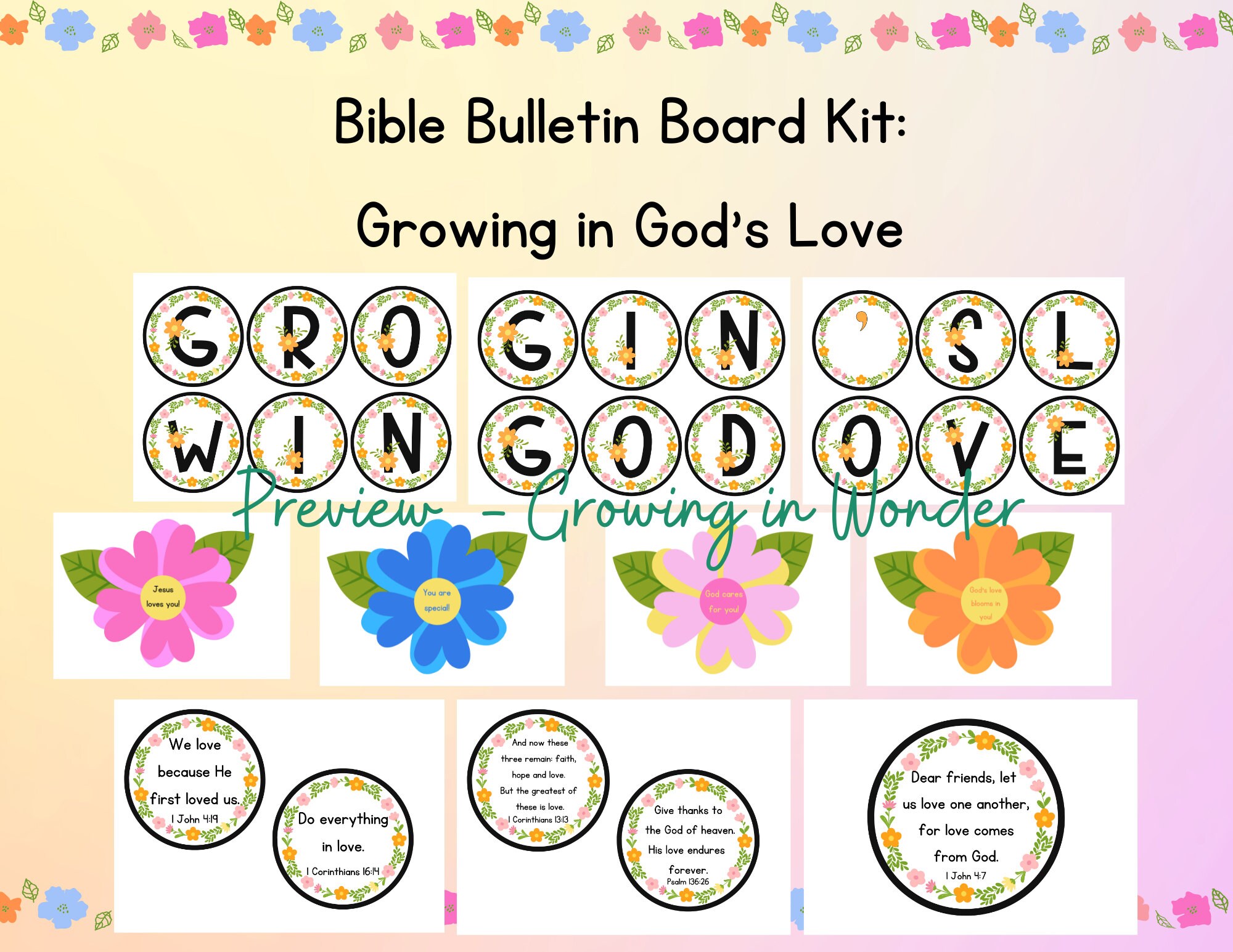 Spring Bible Christian Bulletin Board: Growing in God's - Etsy