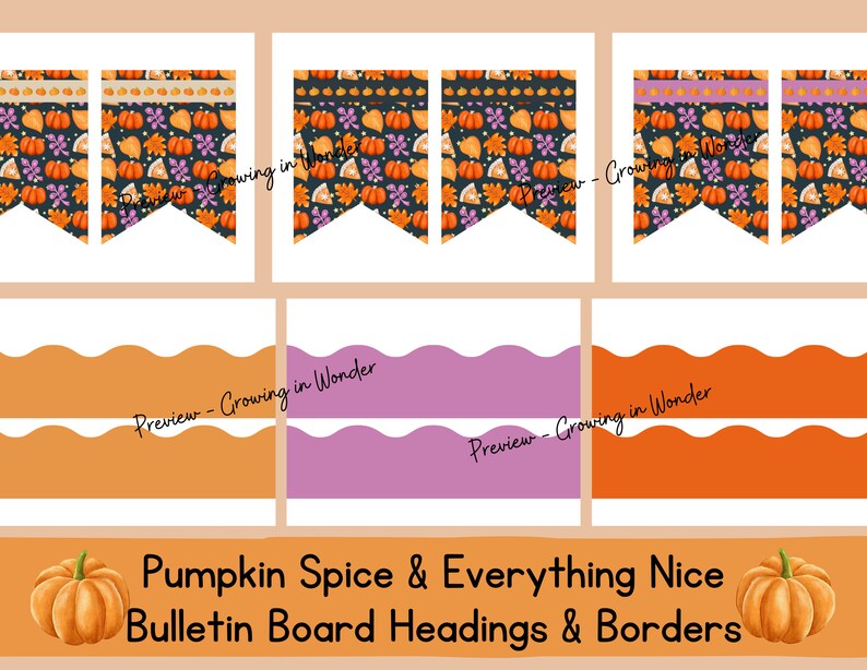 Fall Classroom Bulletin Board Kit, Pumpkin Spice and Everything Nice - Etsy