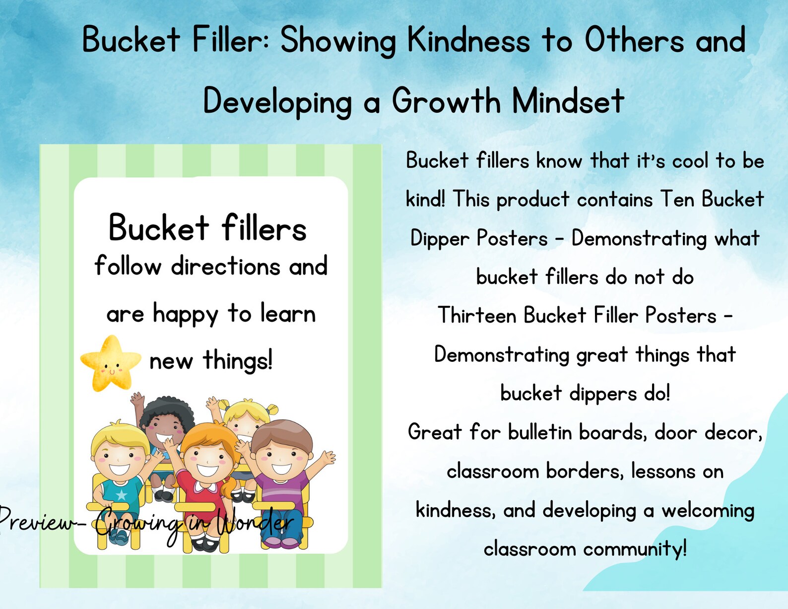 Bucket Filler Classroom Posters, Back to School - Etsy