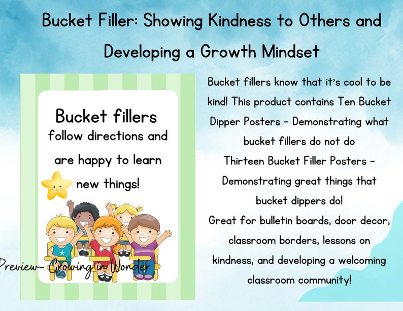 Bucket Filler Classroom Posters, Back to School - Etsy
