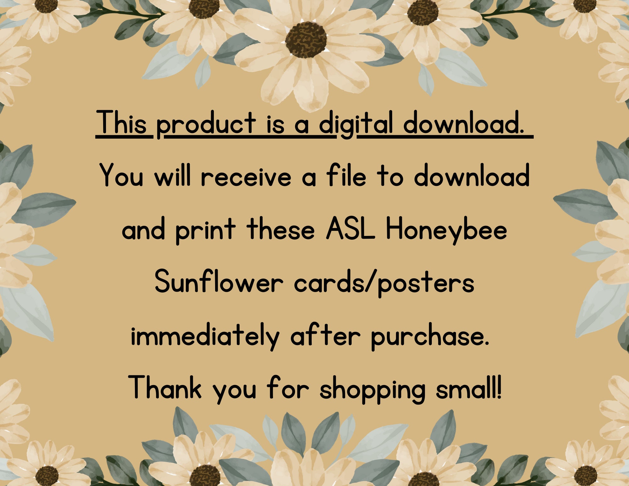 Honey Bee ASL Alphabet Printable Cards, Sunflower Boho Theme, Sign ...
