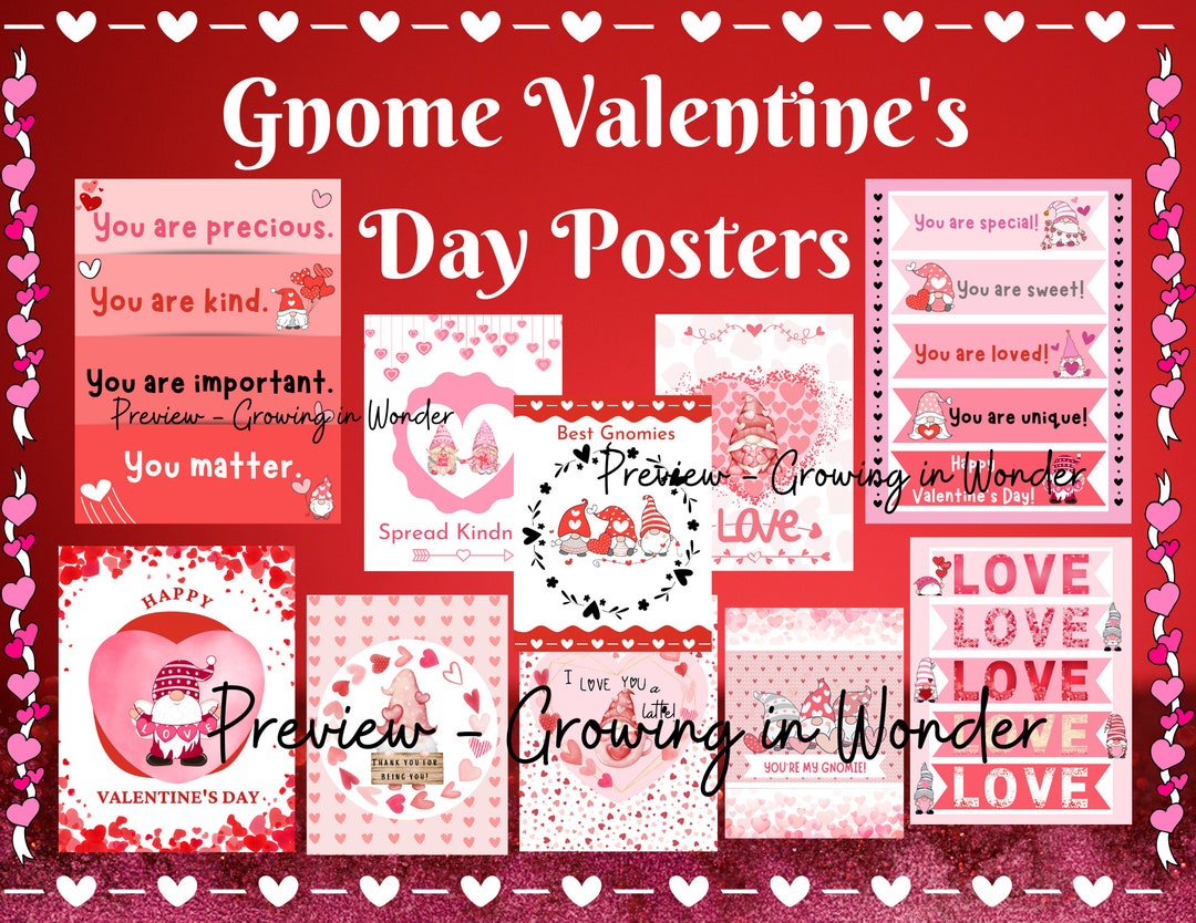 Valentine's Day Gnome Posters - Etsy