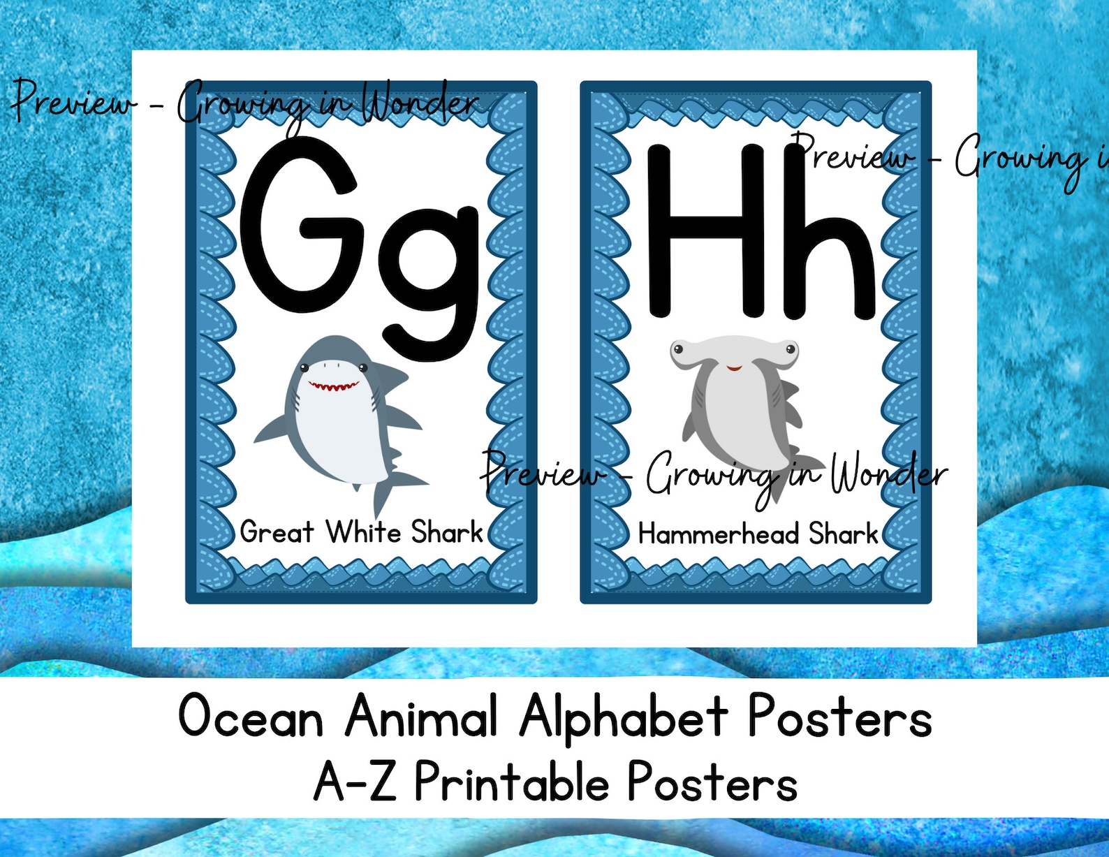 Ocean Animal Alphabet Posters, Under the Sea Printables - Etsy
