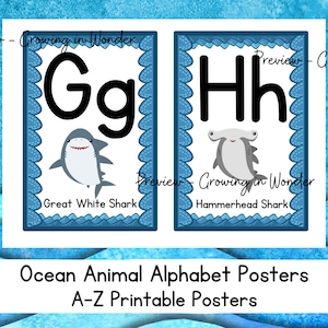 Ocean Animal Alphabet Posters, Under the Sea Printables - Etsy