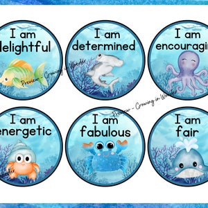 Affirmation Station, Ocean Animal Theme, Classroom Bulletin Board Decor ...