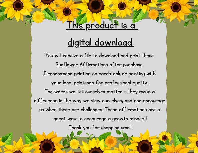 Sunflower Affirmation Station, Fall Bulletin Board Decor, Positive ...