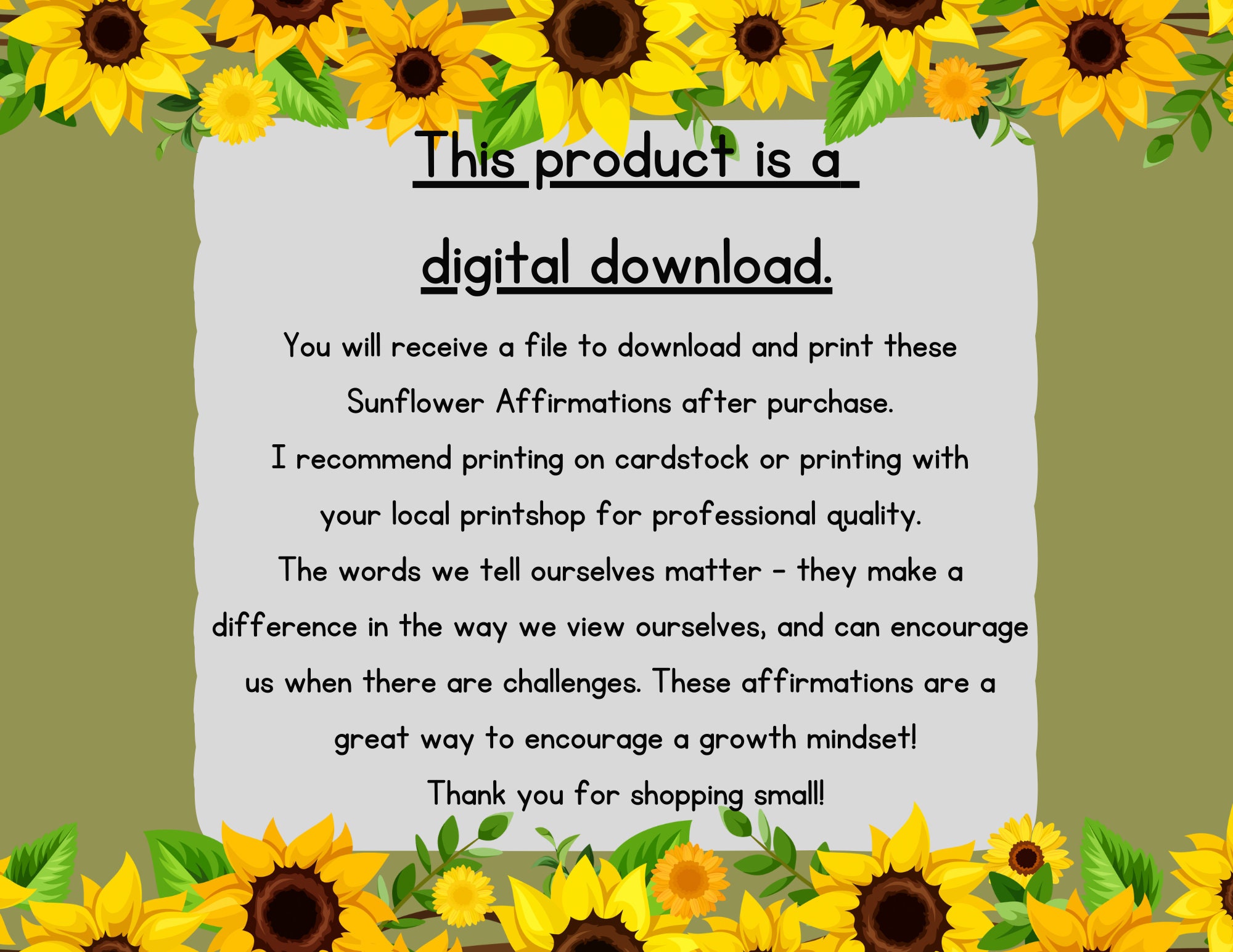 Sunflower Affirmation Station, Fall Bulletin Board Decor, Positive ...