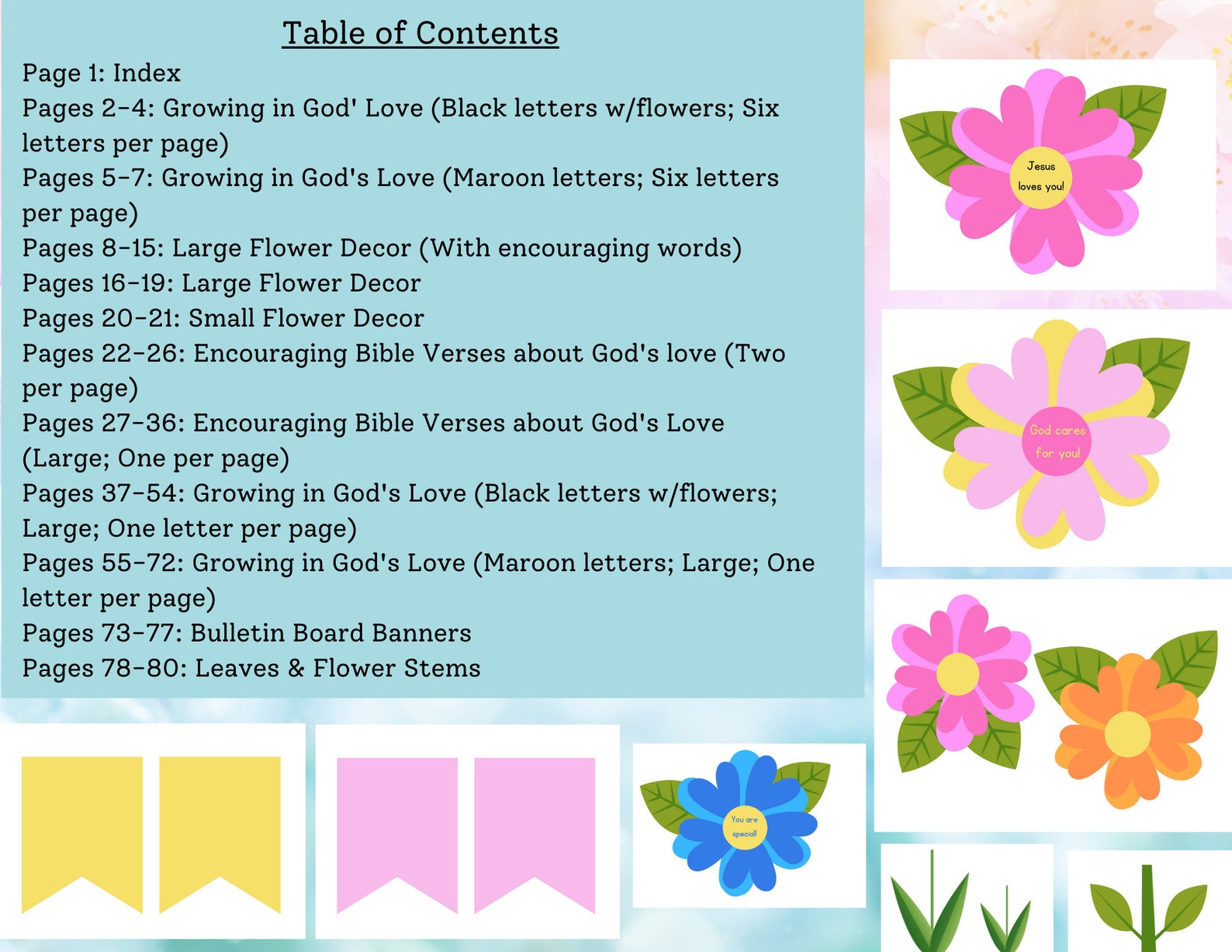 Spring Bible Bulletin Board: Growing in God's Love - Etsy