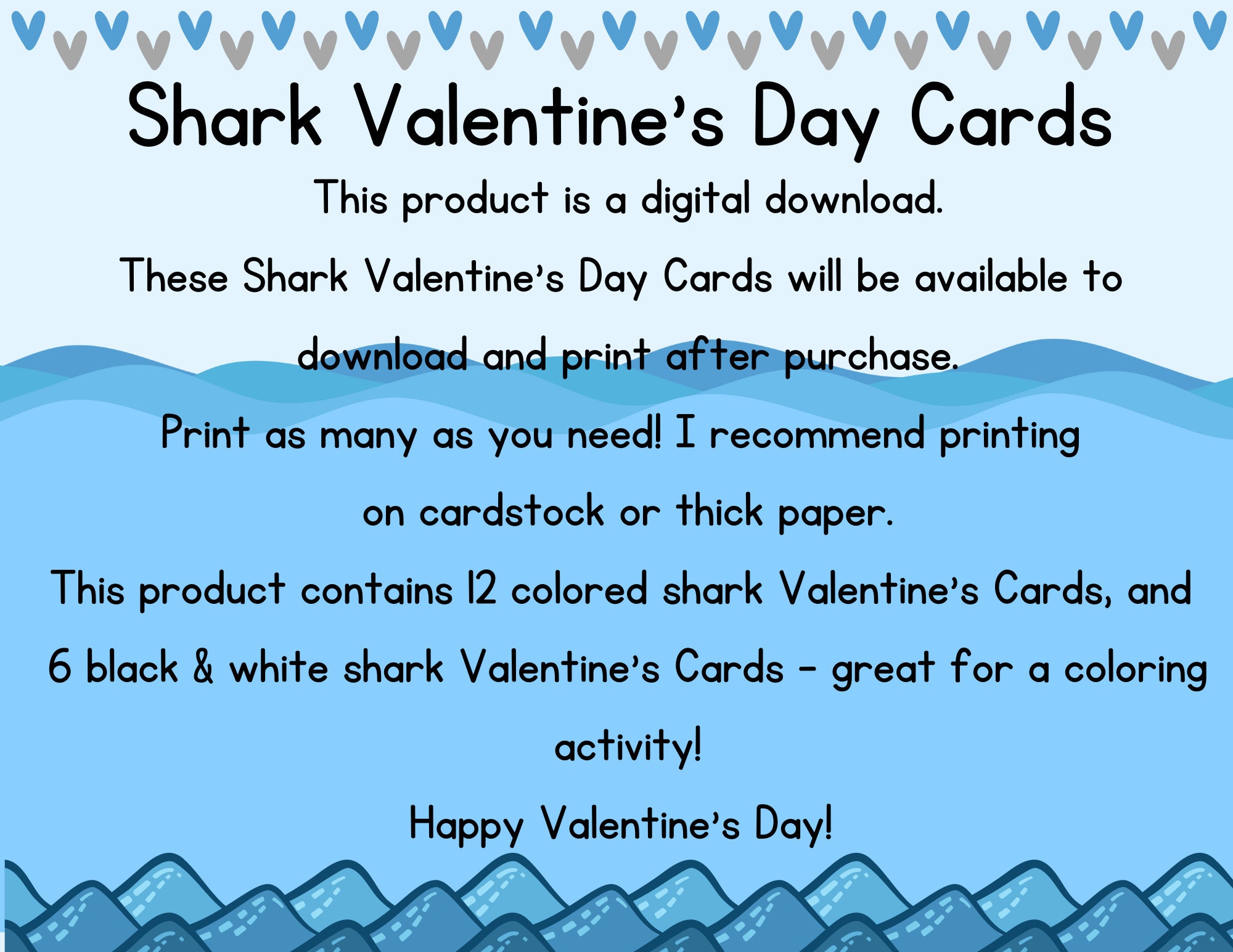 Shark Valentine's Day Cards Classroom Valentine's - Etsy
