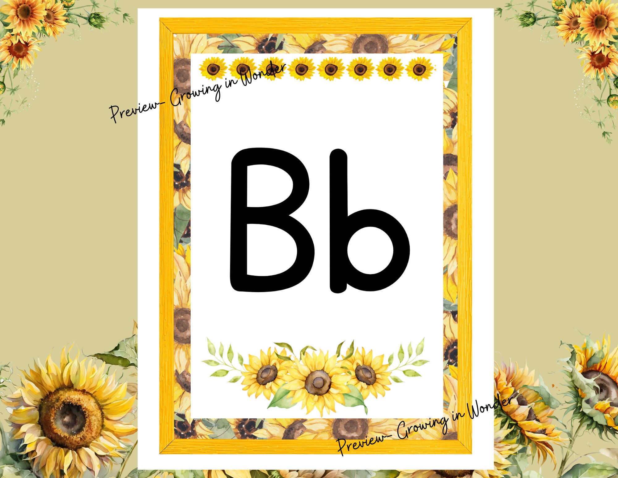 Large Sunflower Alphabet Posters, Back to School Decor - Etsy