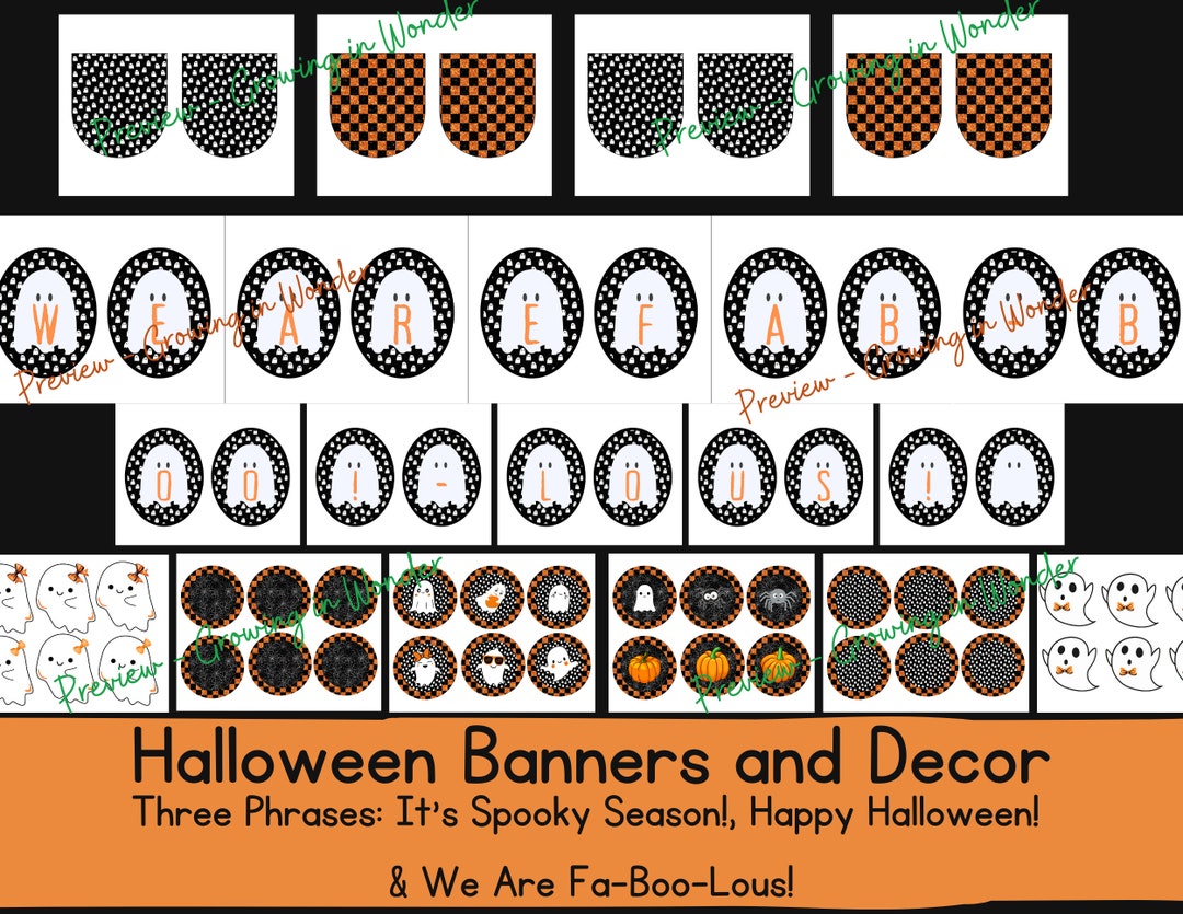 Halloween Printable Banner, Halloween Bulletin Board, Halloween Decor ...