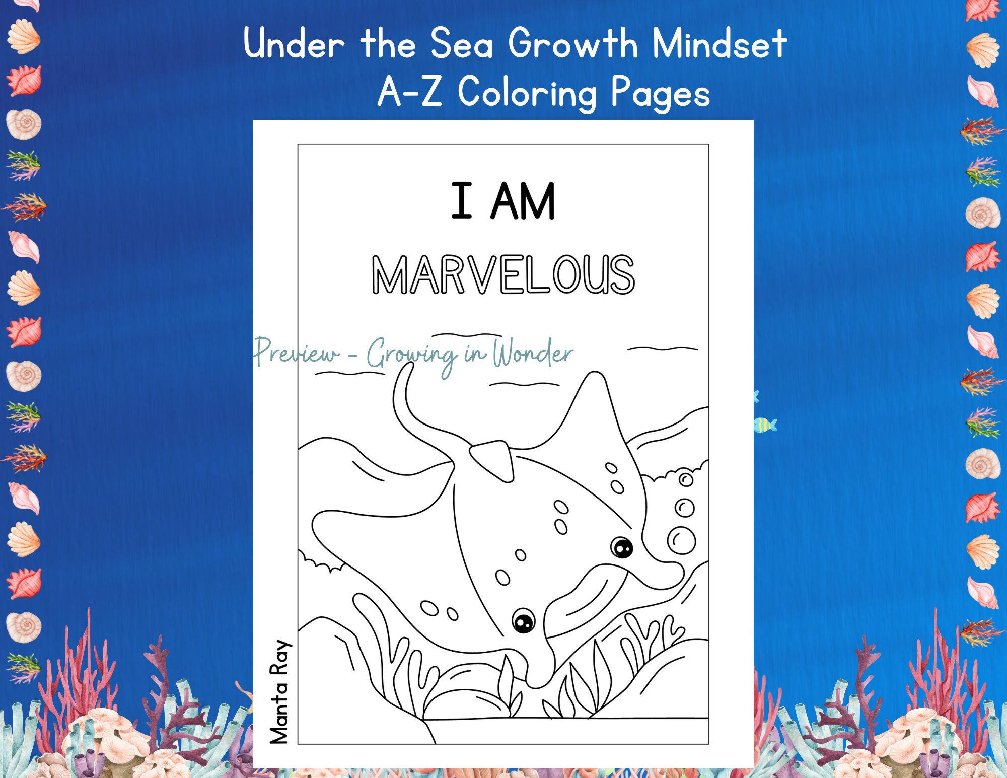 Ocean Animal Growth Mindset Coloring Pages, Under the Sea Activity - Etsy