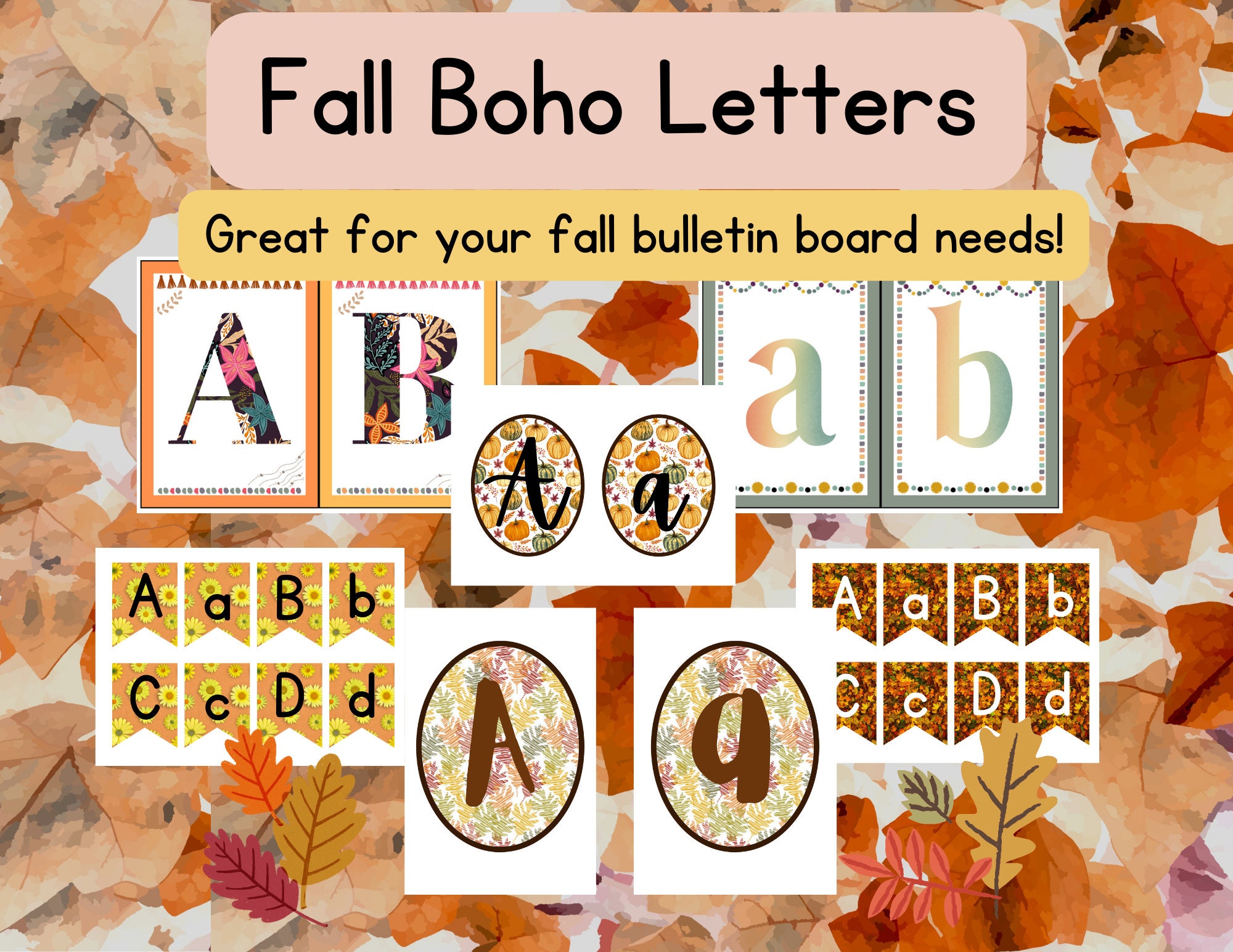 Fall - Boho Themed Bulletin Board Letters - Six Sets! - Etsy