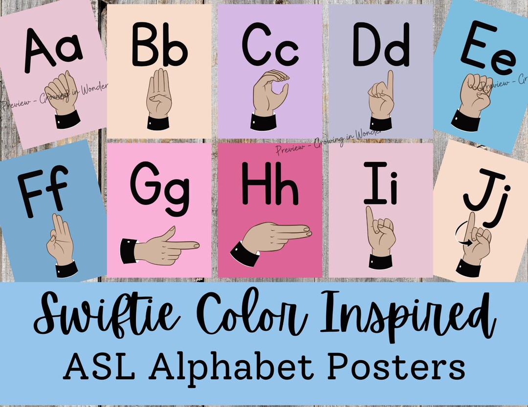 Swiftie Color Inspired ASL Alphabet Posters - Etsy