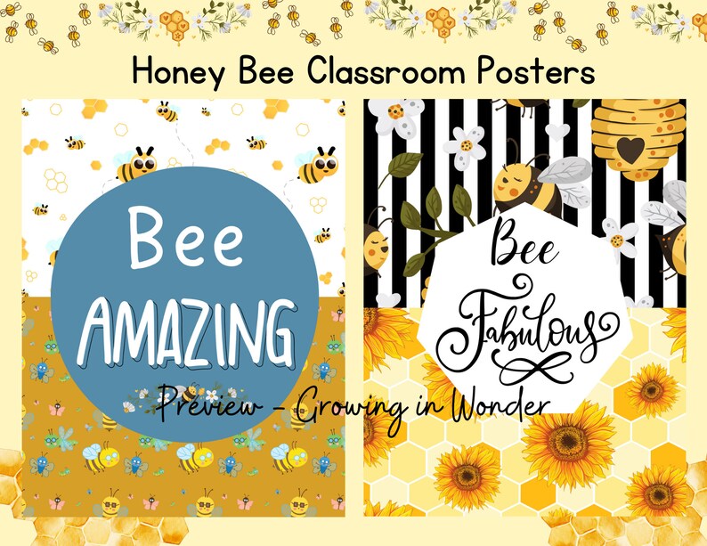 Honey Bee Posters, Classroom Posters, Back to School Bulletin Board - Etsy