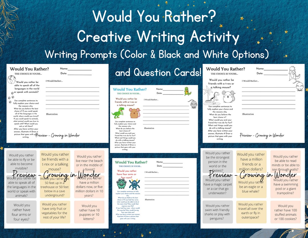 Would You Rather? Creative Writing End of Year Activity - Etsy