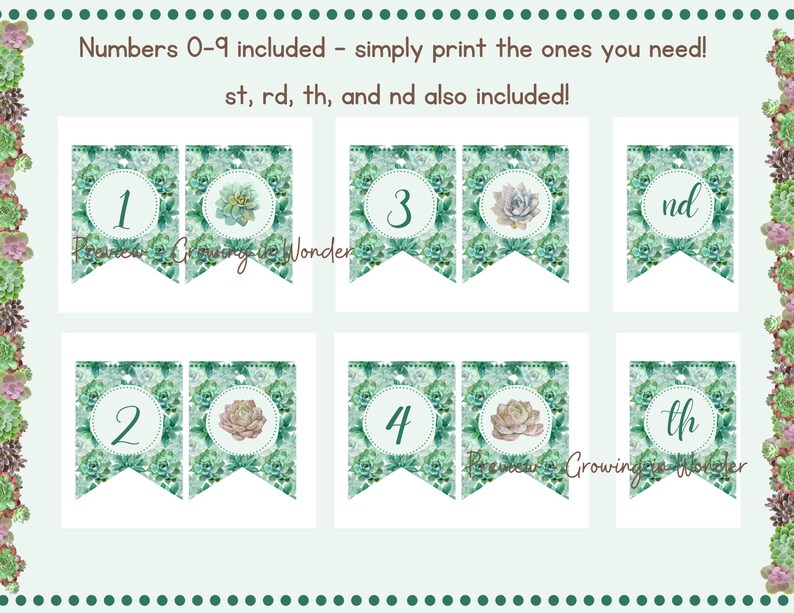 Printable Happy Birthday Banner, Succulent Plant Theme - Etsy