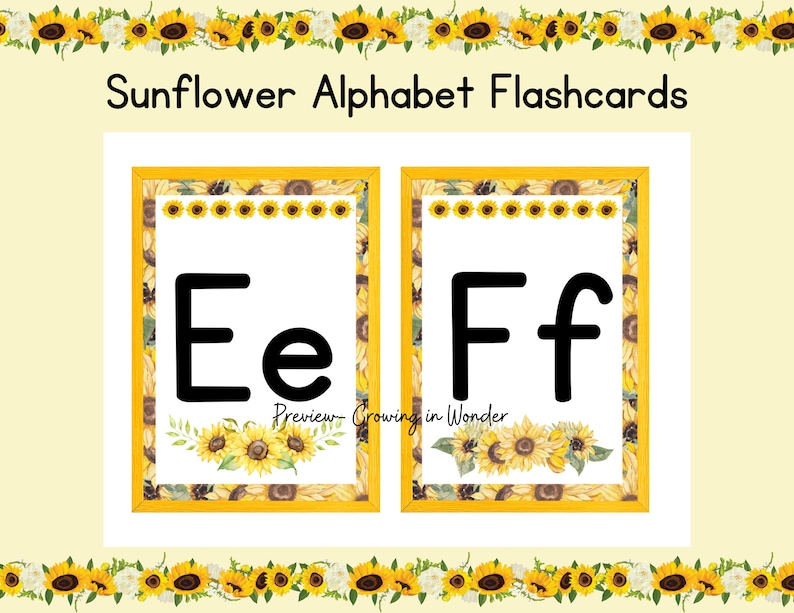 Alphabet Sunflower Cards - Etsy