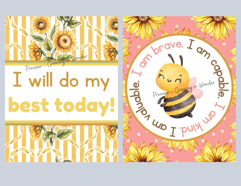 Sunflower and Honey Bee Spring Classroom Bulletin Board Posters - Etsy