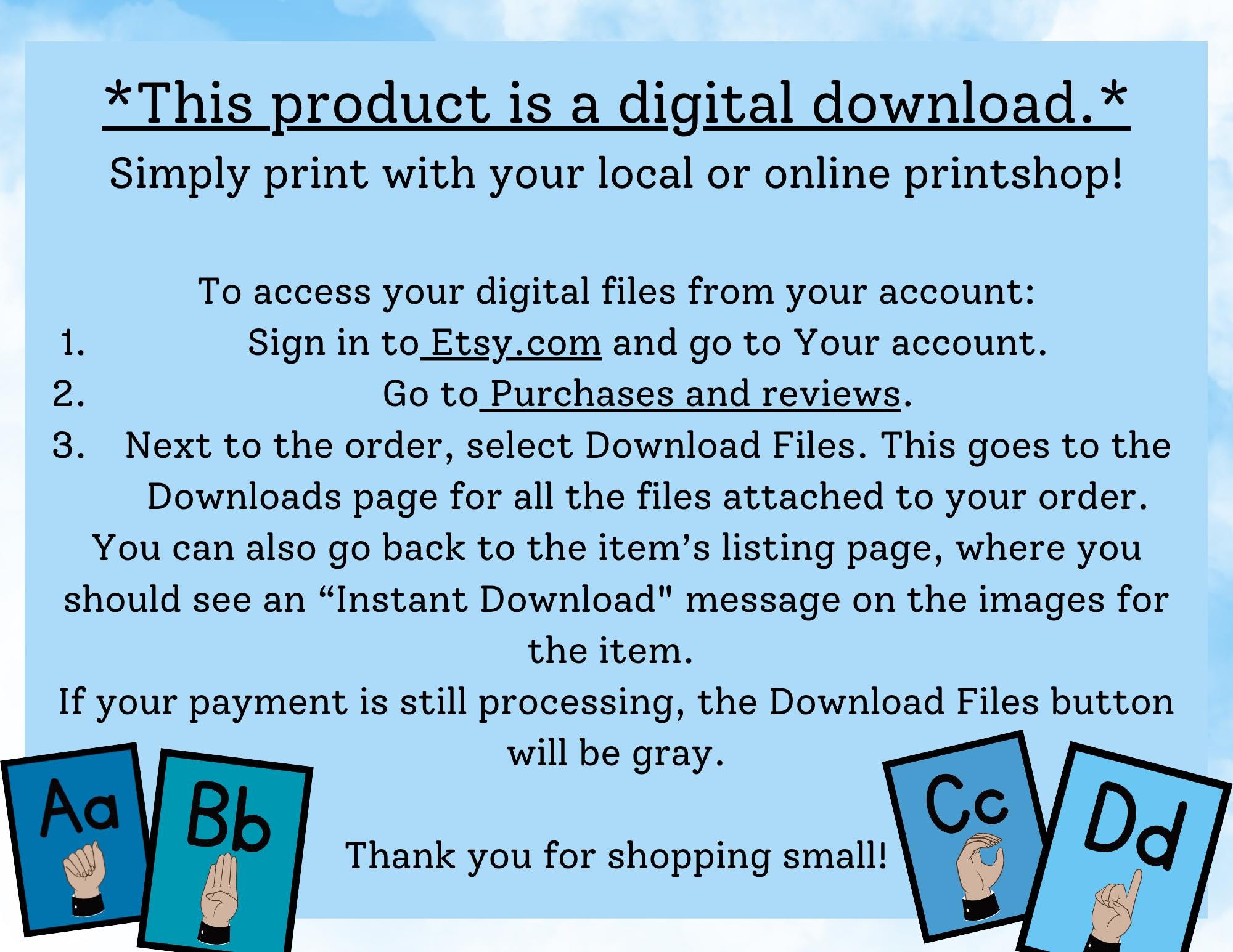 Large Shades of Blue Alphabet Sign Language Cards, ASL Alphabet Posters ...