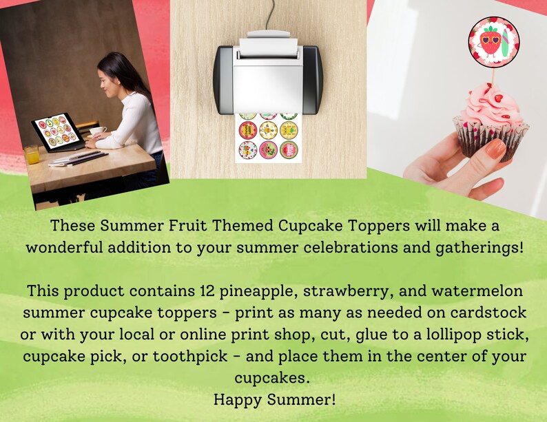 Printable Summer Cupcake Toppers, Summer Fruit Theme - Etsy