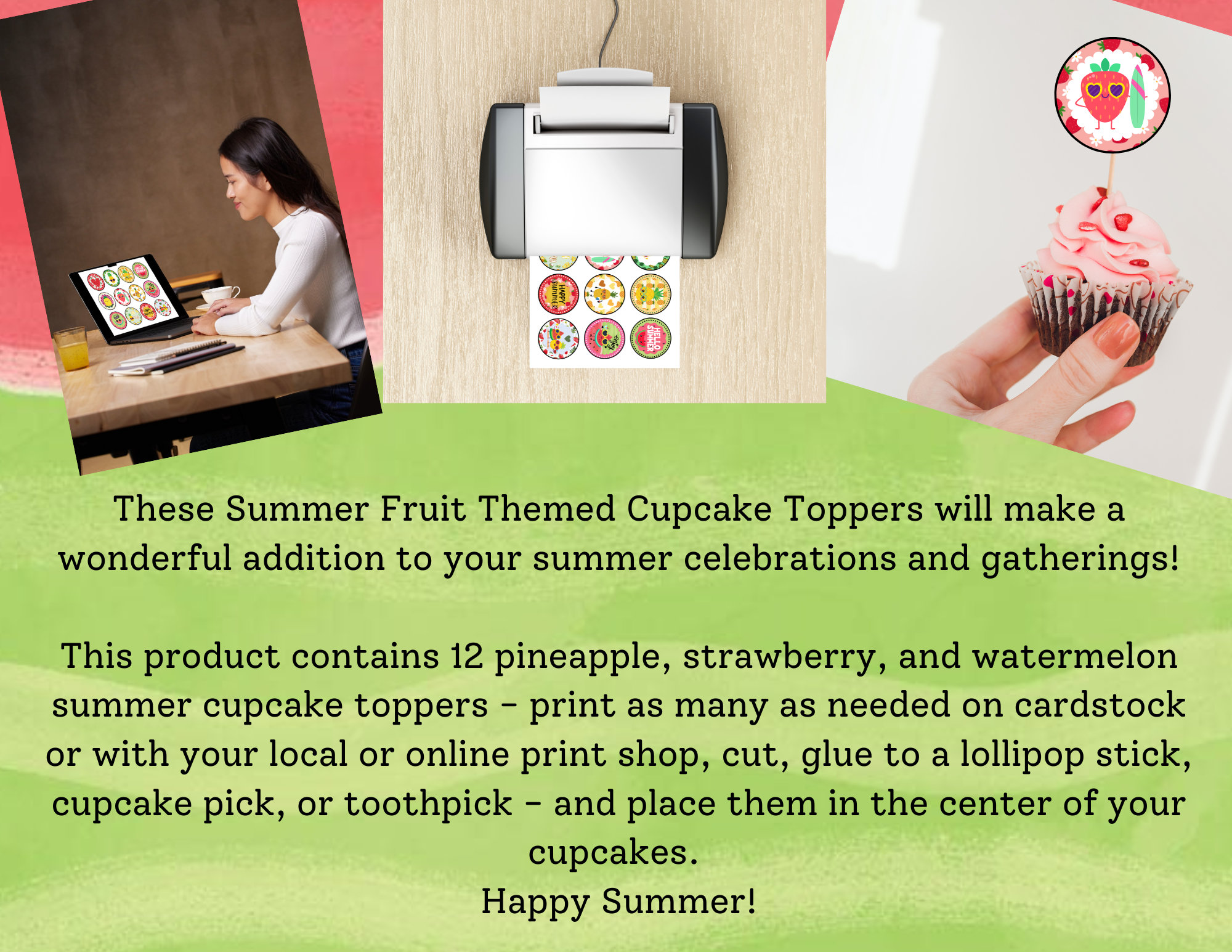 Printable Summer Cupcake Toppers, Summer Fruit Theme - Etsy
