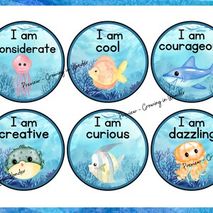 Affirmation Station, Ocean Animal Theme, Classroom Bulletin Board Decor ...