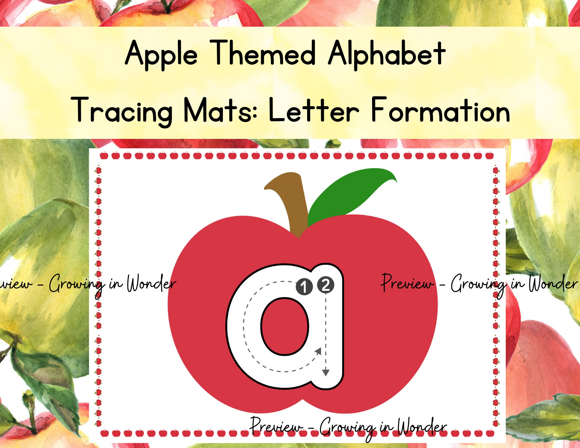 Apple Alphabet Tracing Mats: Letter Formation (printable) - Etsy