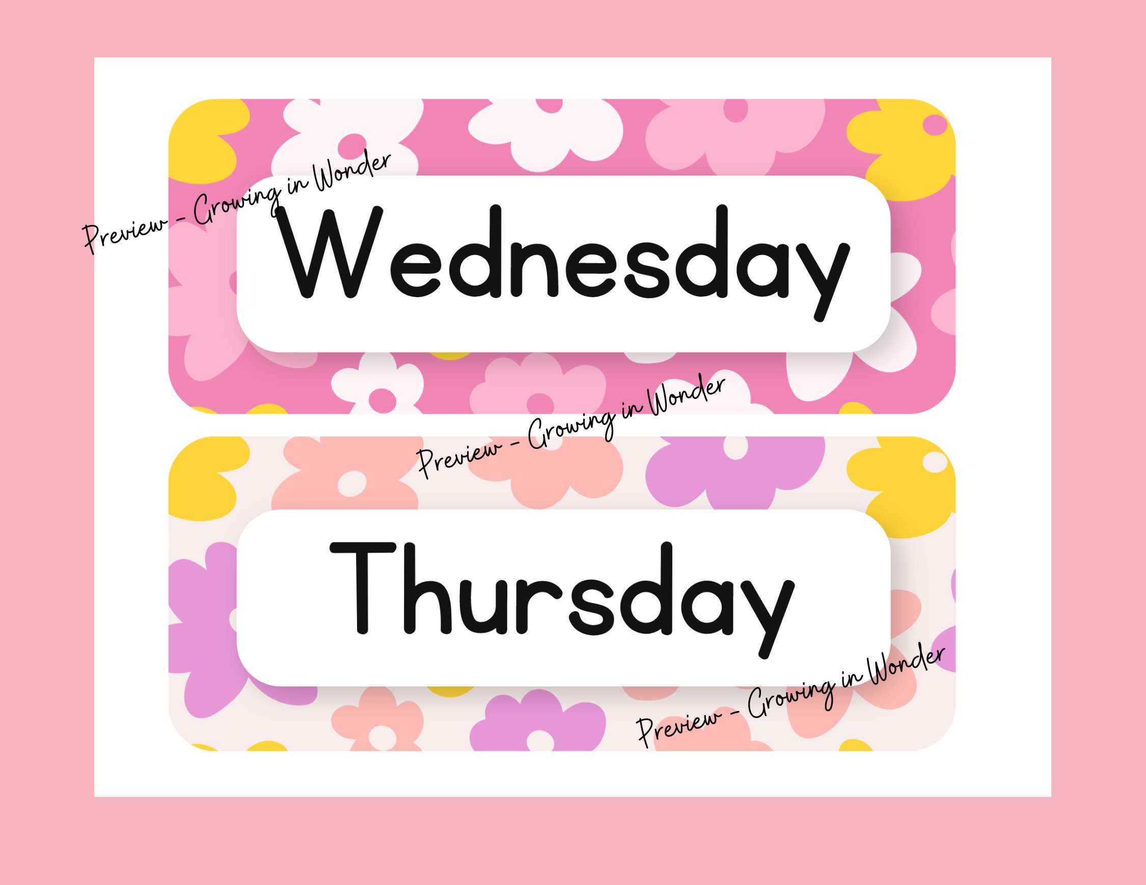 Spring Flower Days of the Week - Etsy