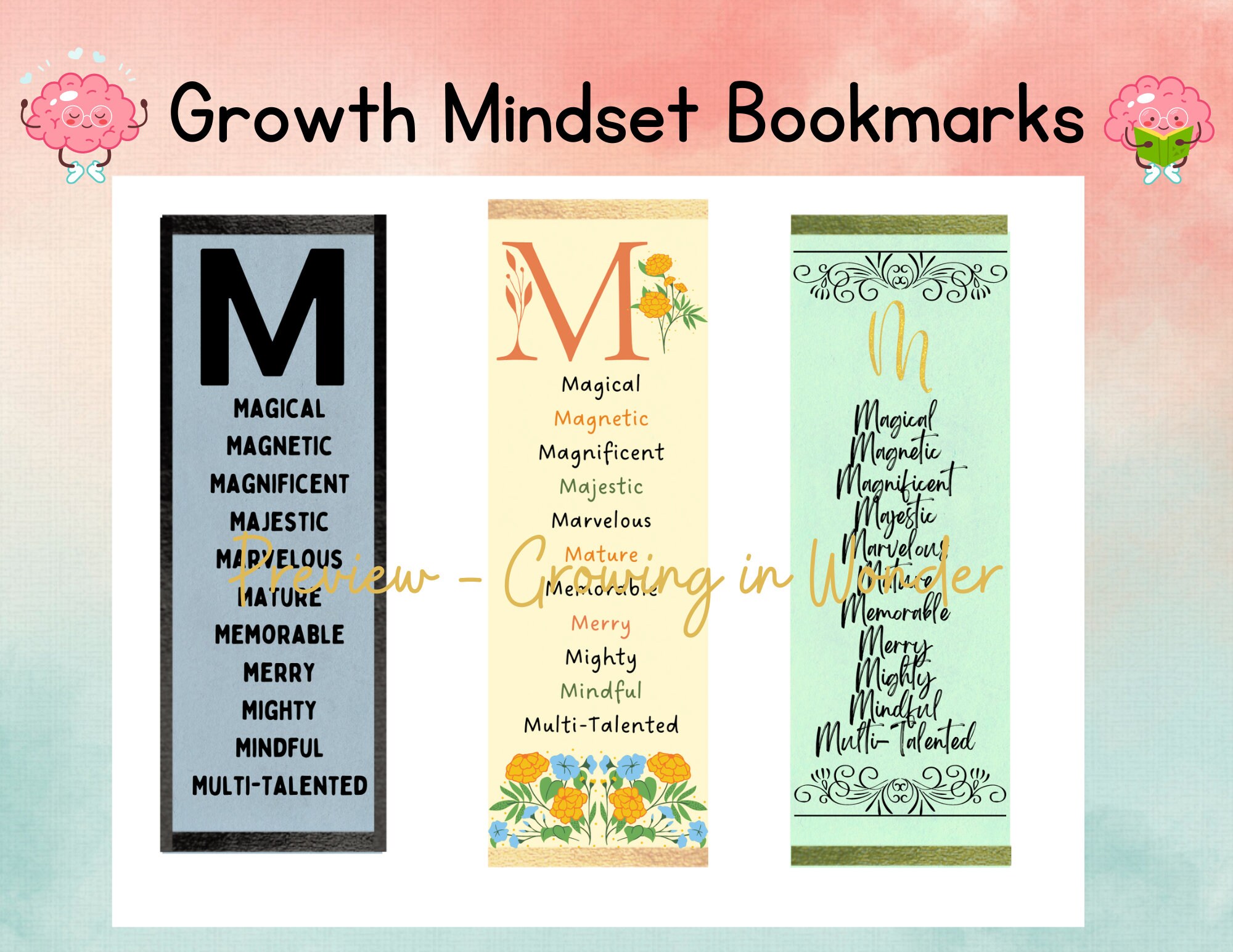 Bookmarks, Printable, Growth Mindset - Etsy