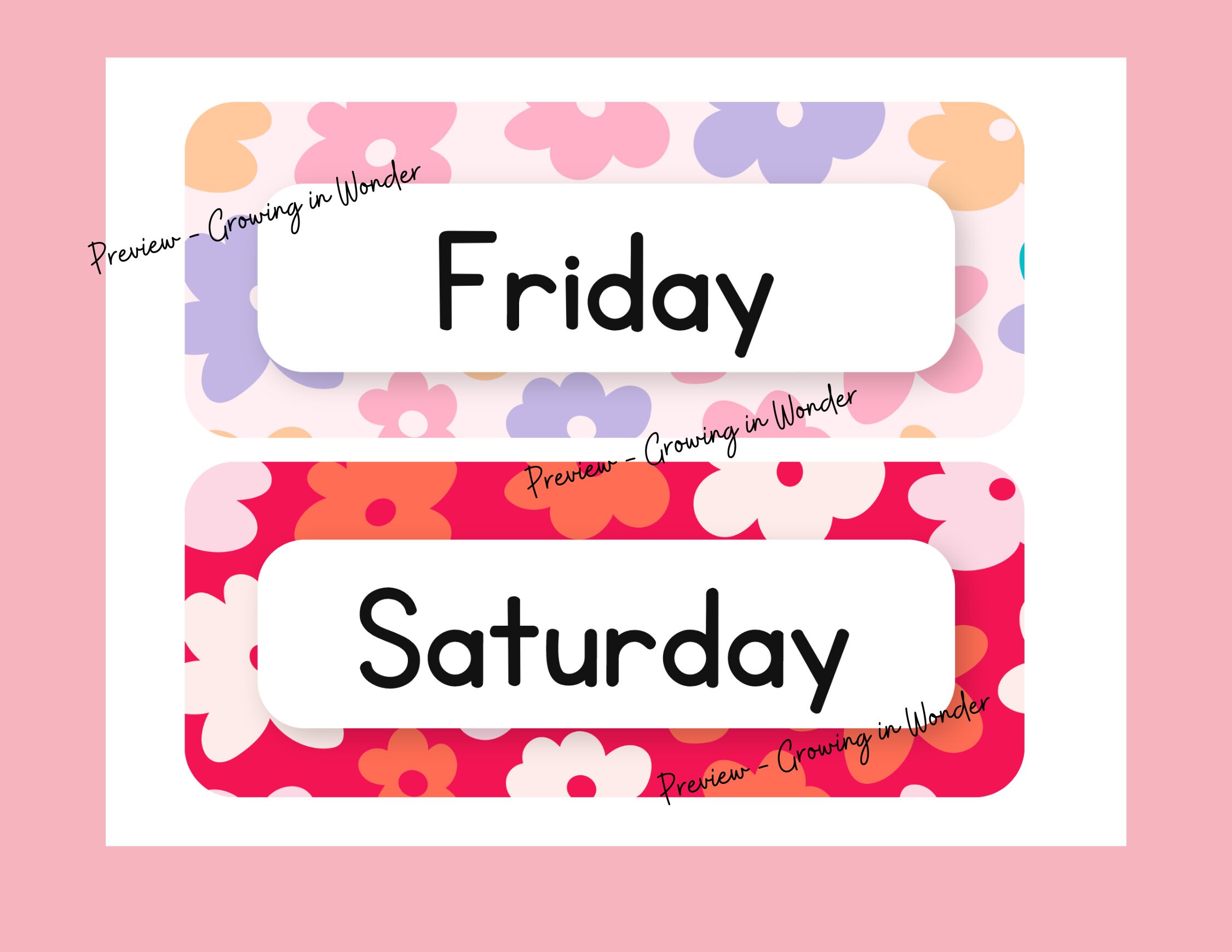 Spring Flower Days of the Week - Etsy