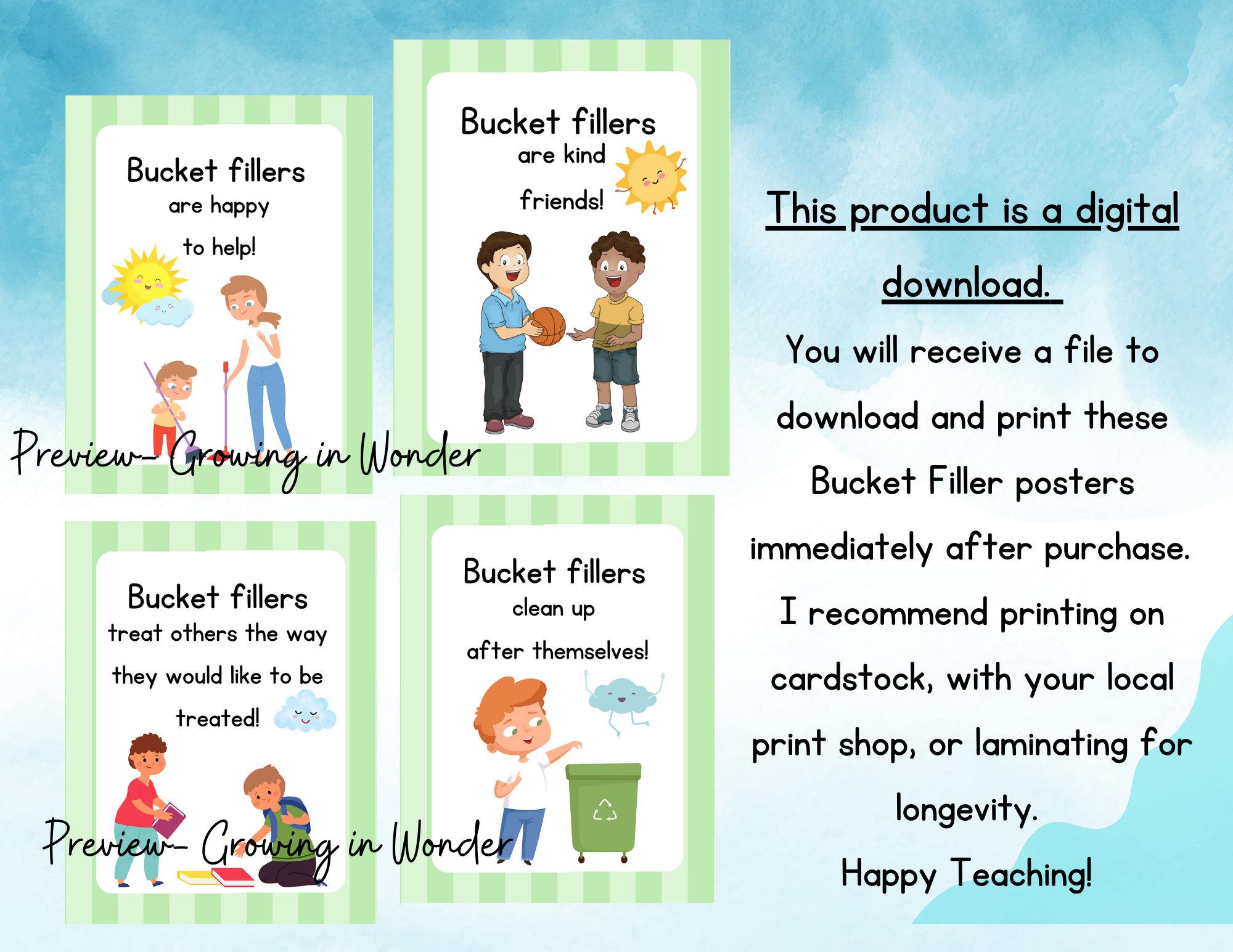 Bucket Filler Classroom Posters, Back to School - Etsy