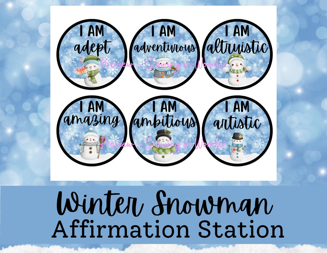 Winter Snowman Positive Affirmations - Etsy