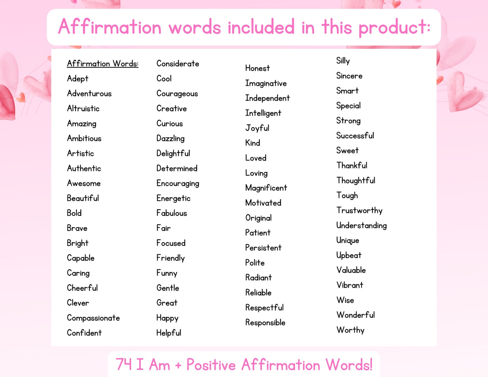 Pink Heart Affirmation Station, Mirror Border, Positive Affirmations - Etsy