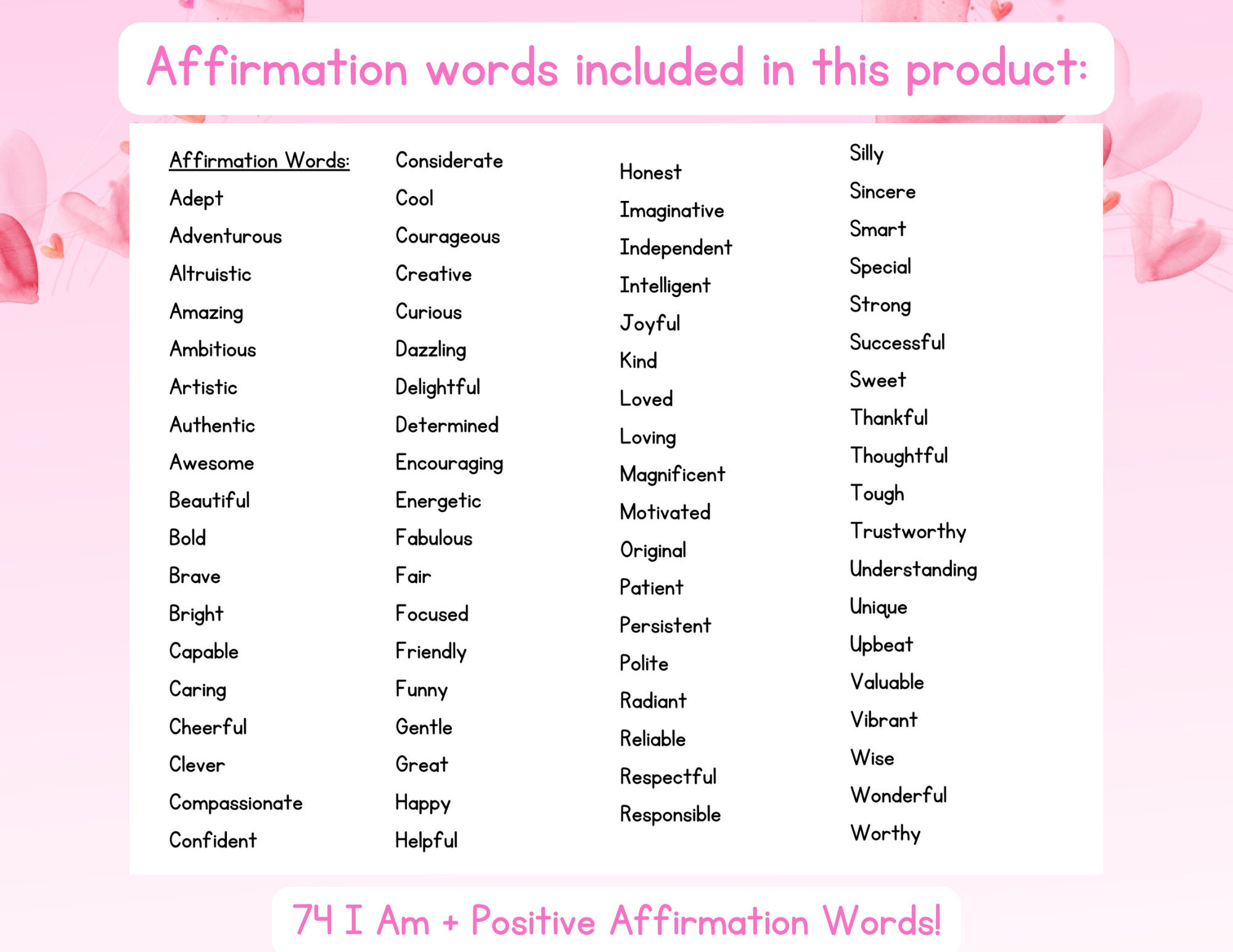 Pink Heart Affirmation Station, Mirror Border, Positive Affirmations - Etsy